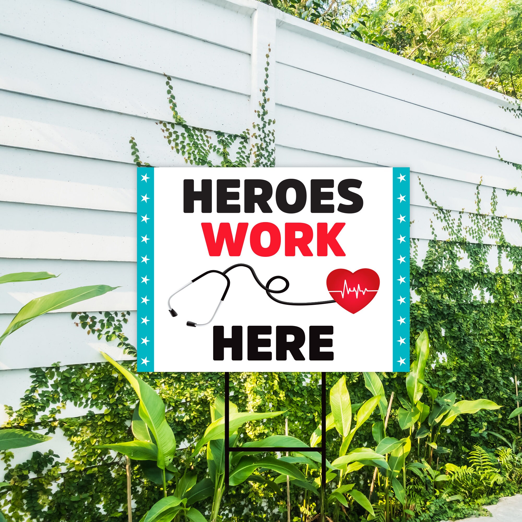 Heroes Work Here Yard Sign 18 x 12 Long Lasting - Etsy.de
