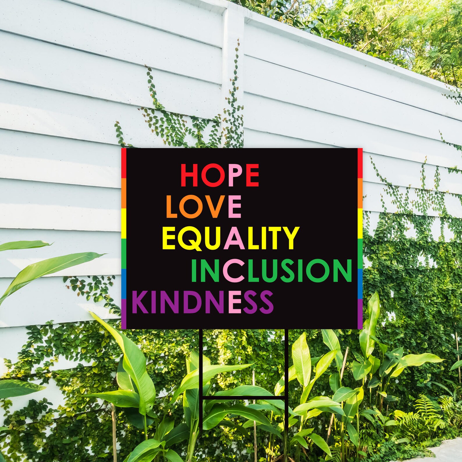 PEACE Yard Sign 18" X 12" - Visible Text Hope, Love, Equality ...