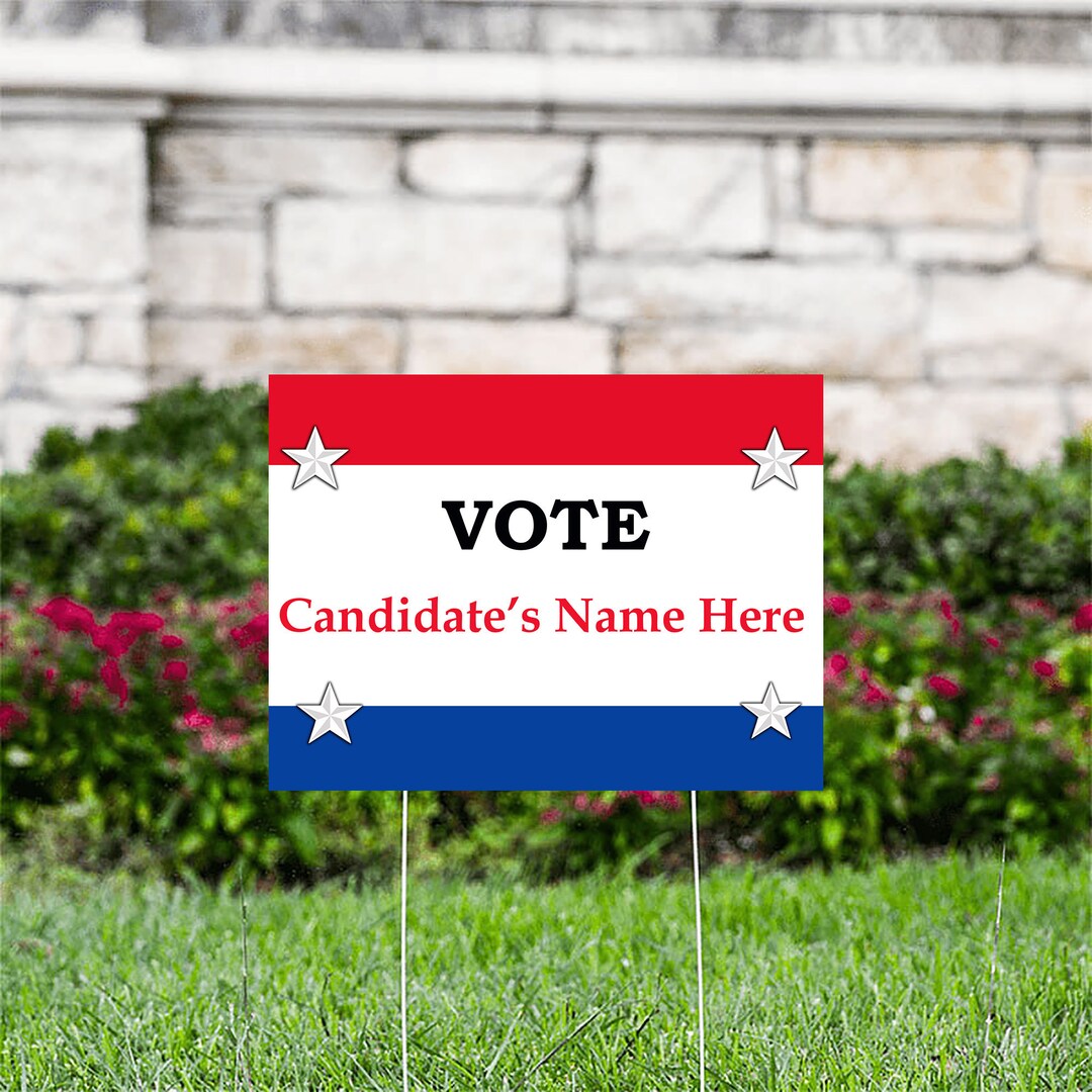 VOTE Yard Sign 24" X 18" Personalized - Custom Candidate Name Here ...
