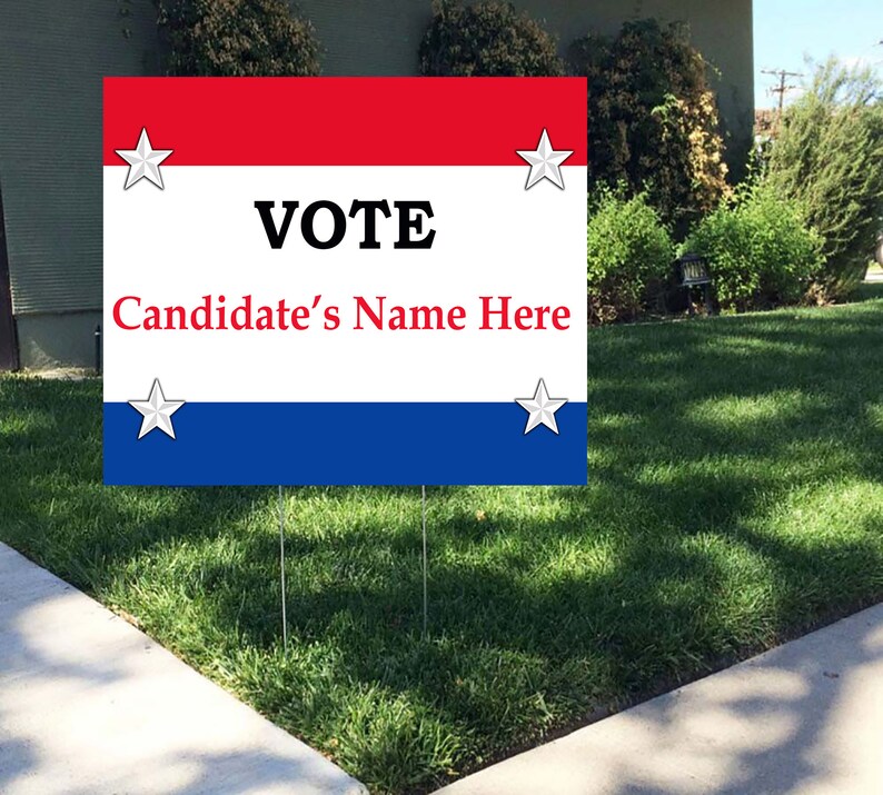 VOTE Yard Sign 24" X 18" Personalized - Custom Candidate Name Here ...