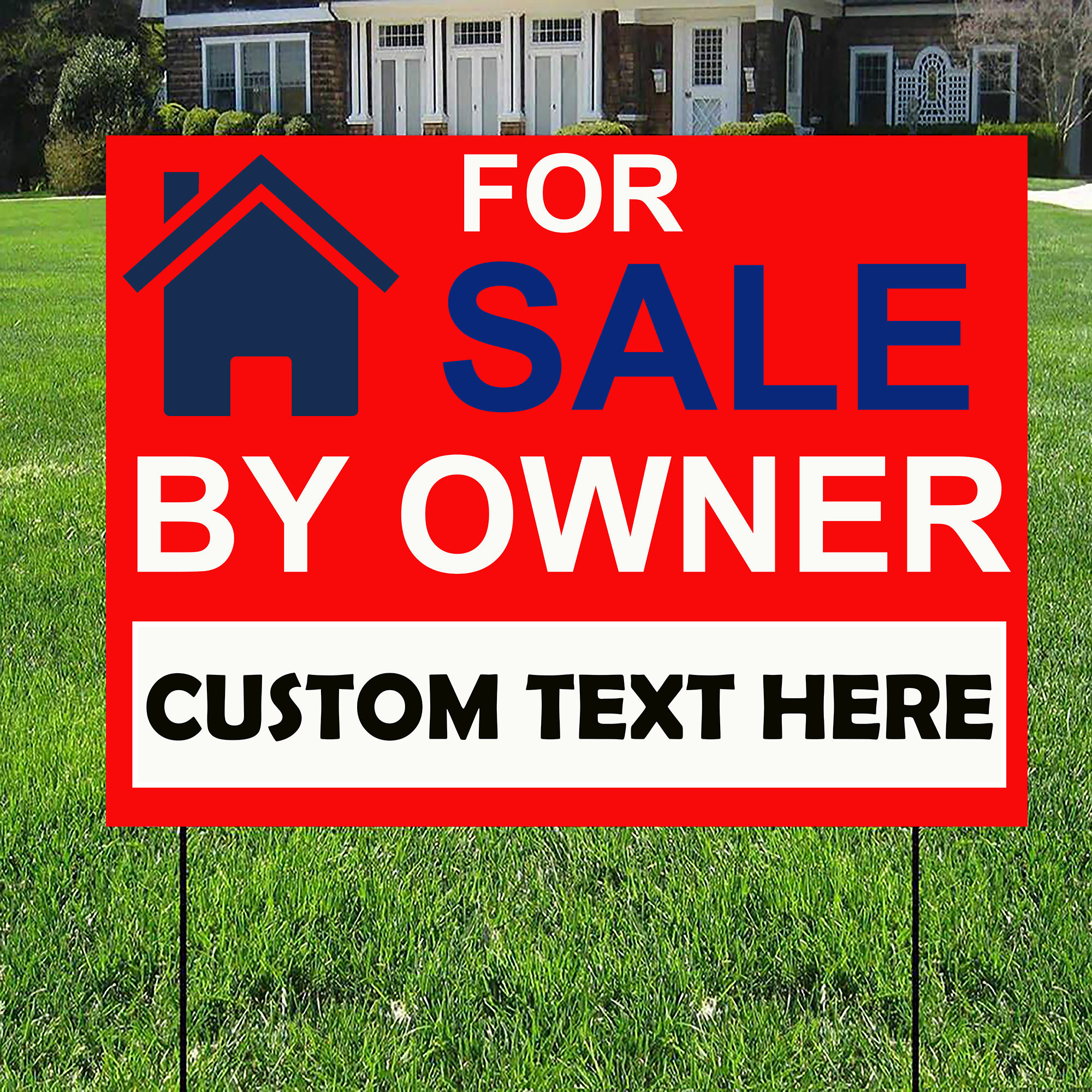 For Sale by Owner Yard Sign Personalized 24" X 18" - Visible Text ...
