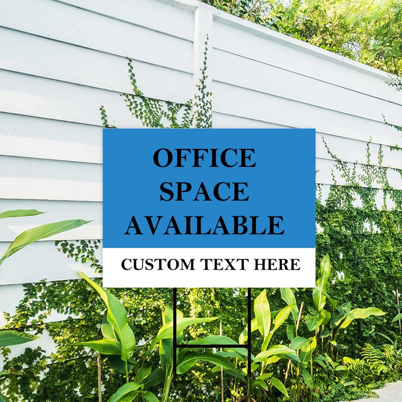 Office Space Available Yard Sign Personalized 24" X 18" - Custom Office ...