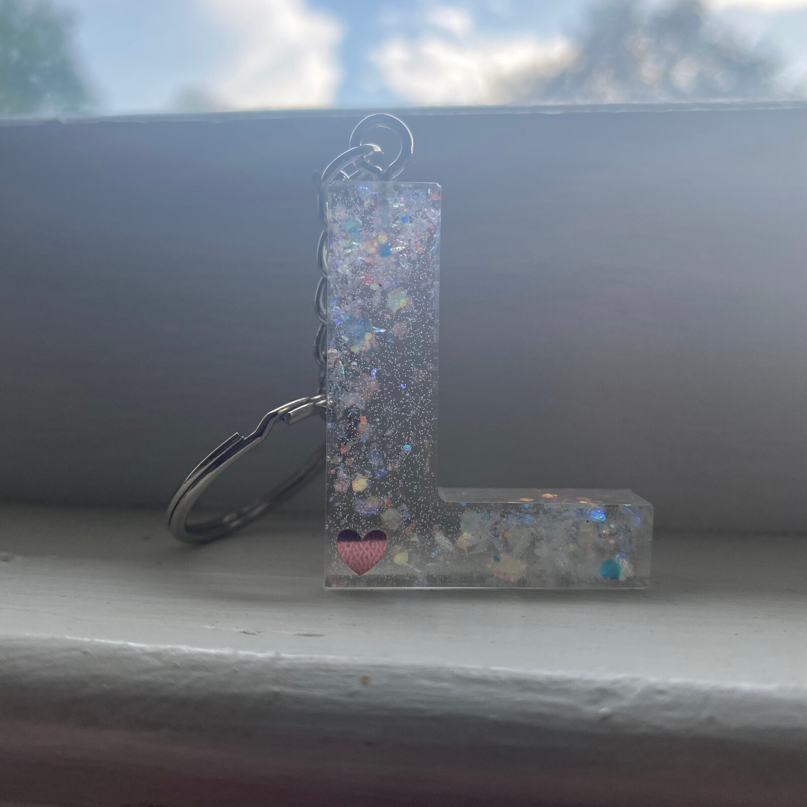 L Glitter & Confetti Resin Keychain - as Is - Etsy