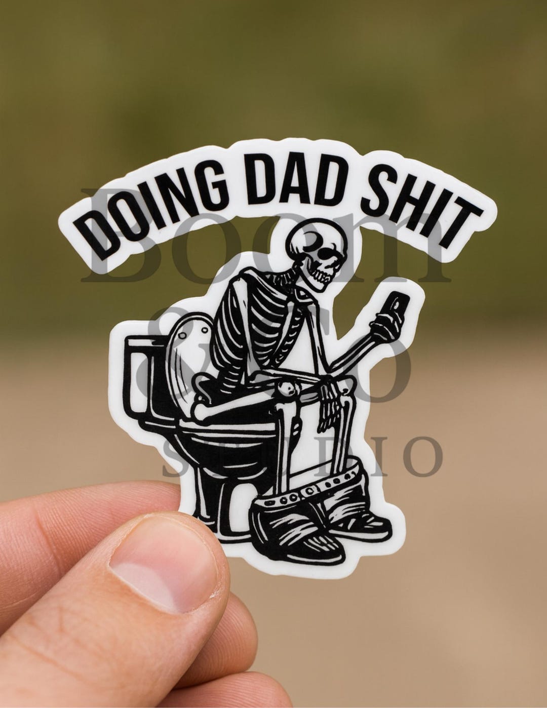 Doing Dad Shit Skeleton Sticker – Funny Dad Gift, Bathroom Humor ...