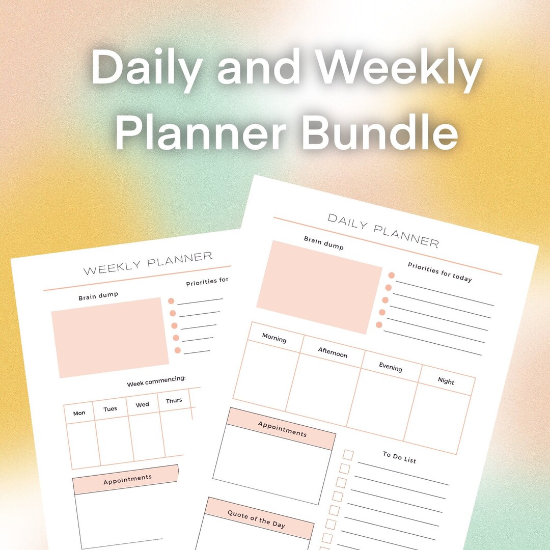 Digital Daily and Weekly Planner Bundle | Printable at Home | A4/A5 ...