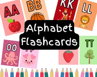 Alphabet Flash Cards Preschool Kids Children First Words Printable ...