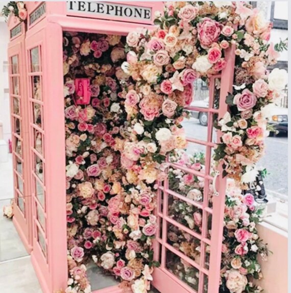 Paint by Number of Pink Phone Booth With Flowers | Etsy