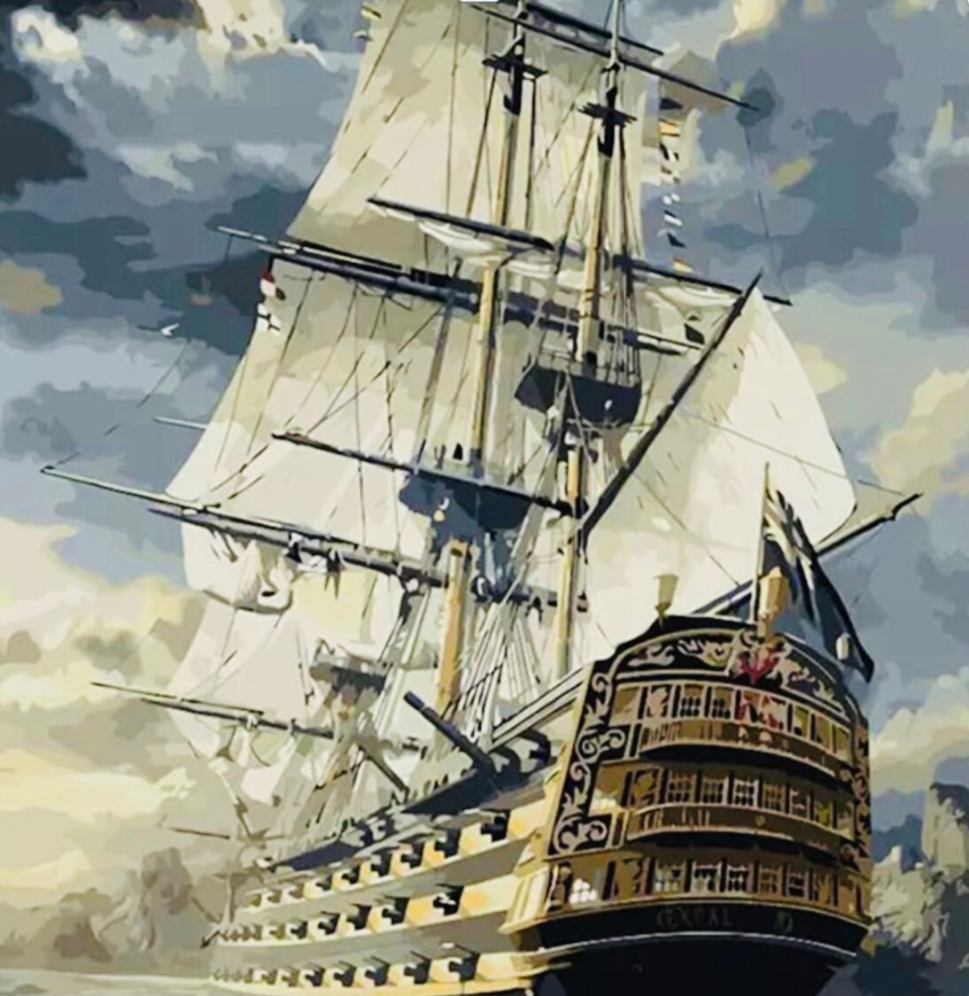 Paint by Number of Large Ship/sailboat - Etsy