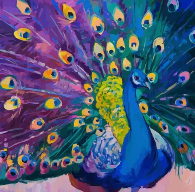 Paint by Number:peacock, Purple & Blue - Etsy