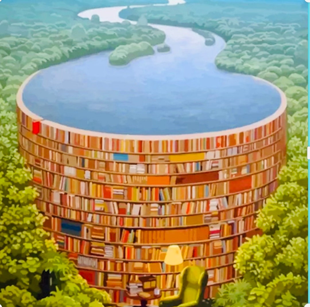 Paint by Number of Library Filled Lake - Etsy