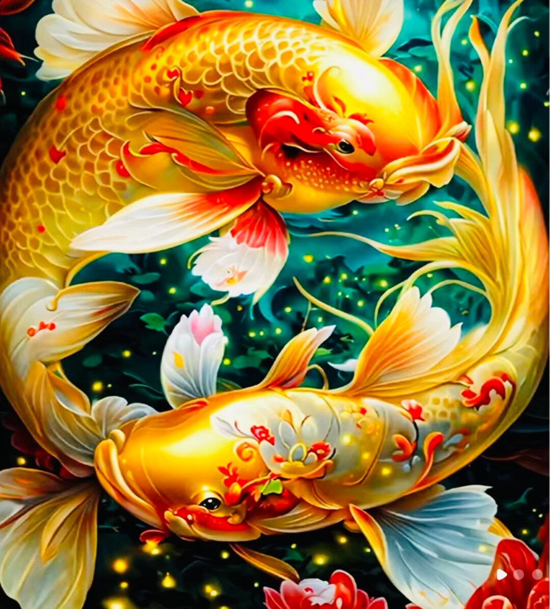 Paint by Number of Two Fish Under Water - Etsy