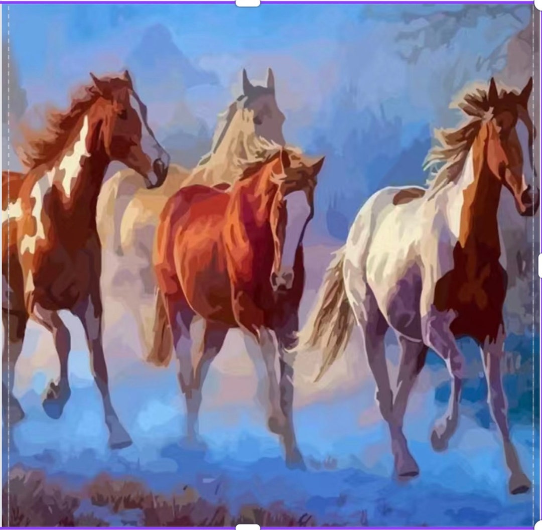 Paint by Number of Four Horses Galloping - Etsy