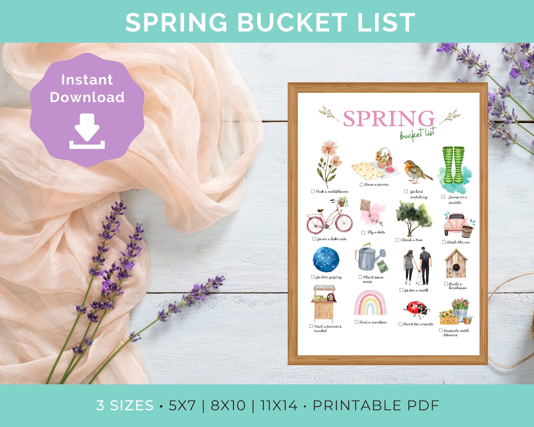Spring Bucket List Printable Spring Checklist Spring to Do - Etsy