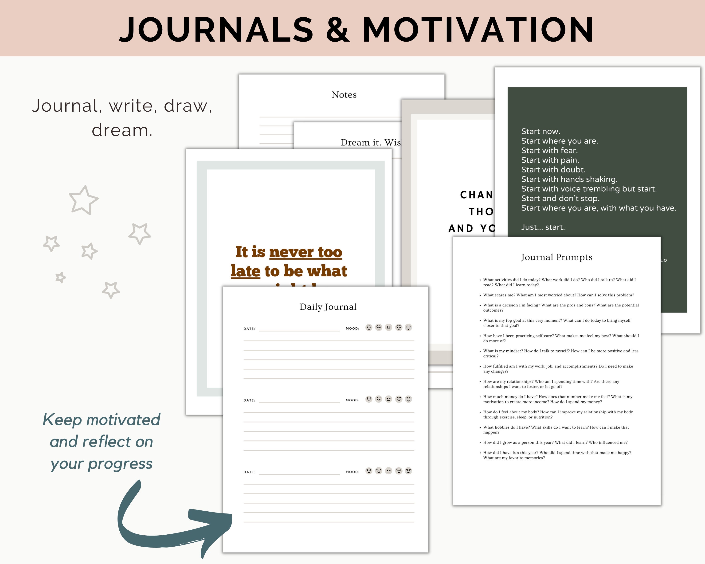 Goals Planner, Goal Planning Workbook, Printable Life Planner, Habit ...