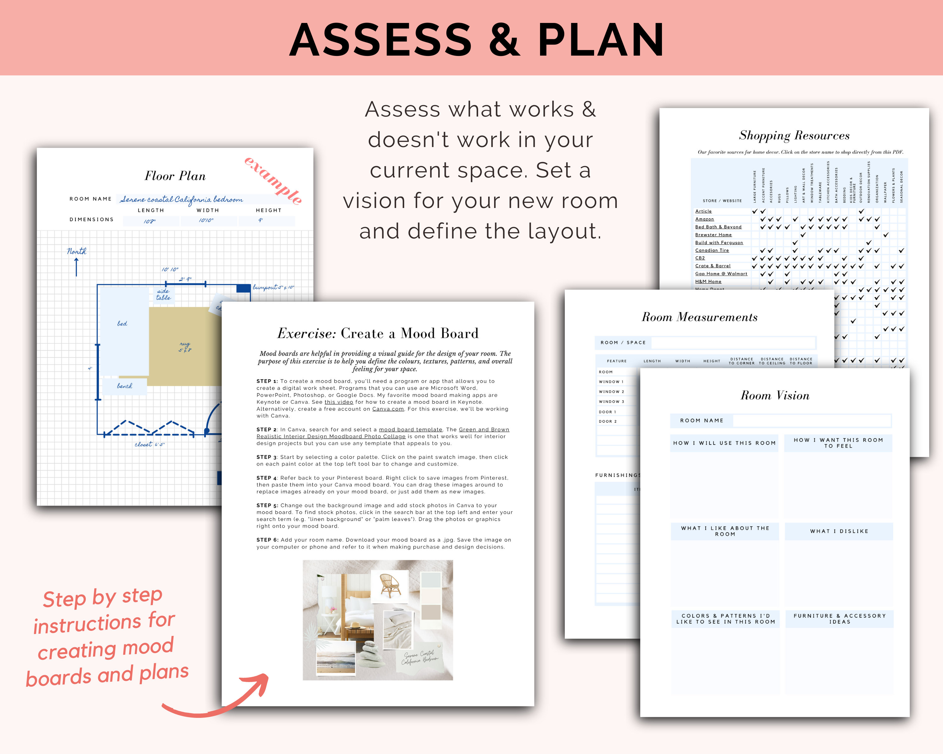 Room Makeover Planner: Interior Design Workbook (digital Download) - Etsy