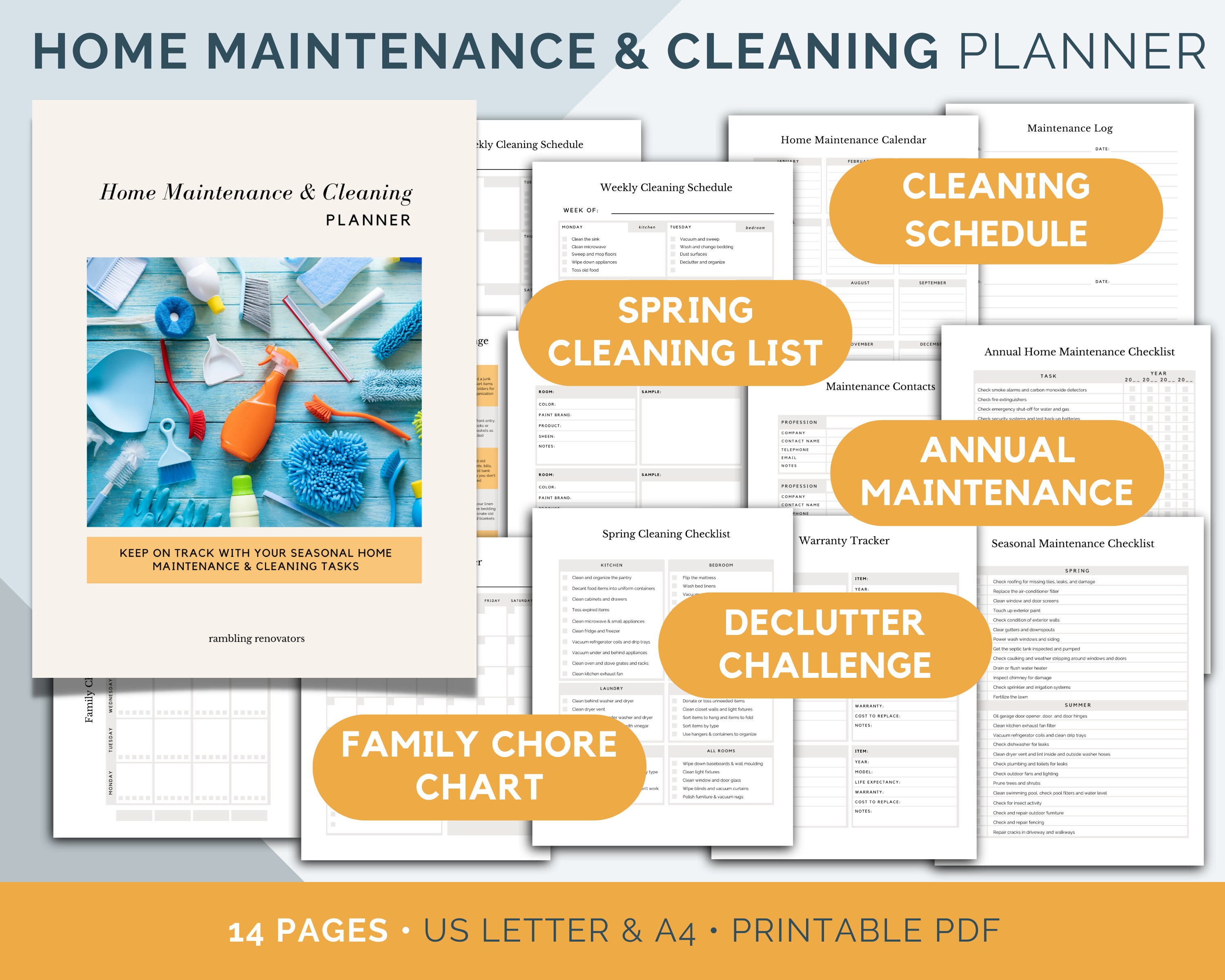 Home Maintenance Checklist Spring Cleaning Schedule House - Etsy