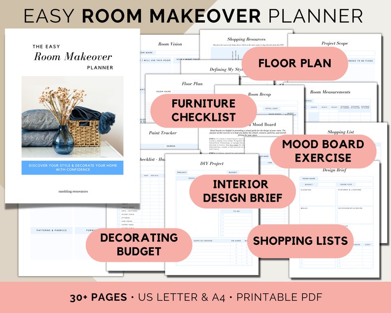 Room Makeover Planner: Interior Design Workbook (digital Download) - Etsy