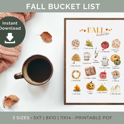 Fall Bucket List Wall Art Fall Printable Wall Artautumn - Etsy