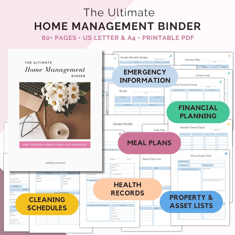 Ultimate Home Management Binder - Household Planner, Home Organizer ...