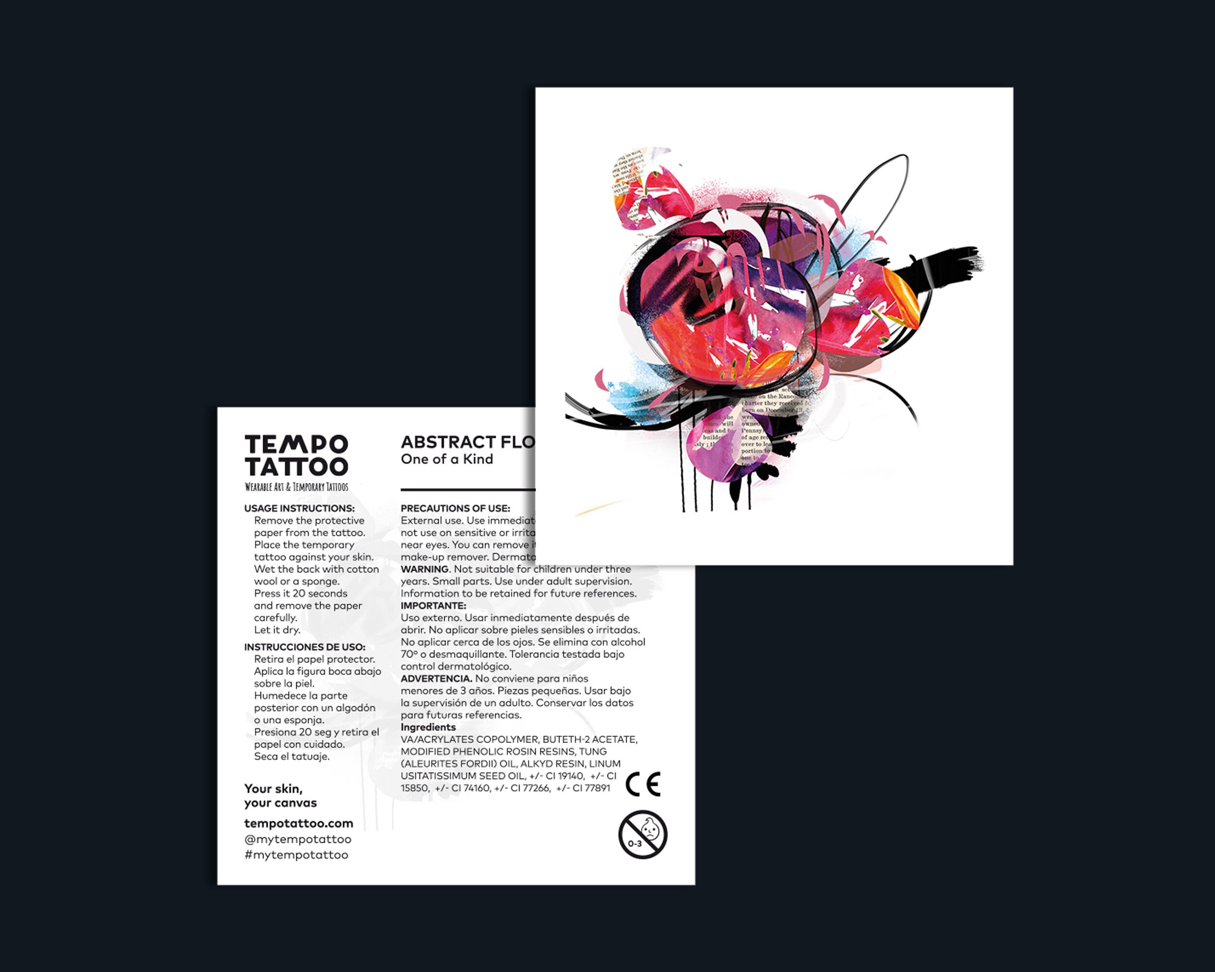 Absrtact Flower Temporary Tattoo: Collage Artsy Flower - Etsy