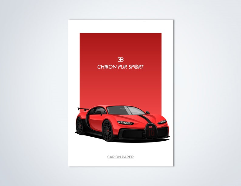 Bugatti Chiron, Car Poster, Car Art Print, Bugatti Chiron Pur Sports ...