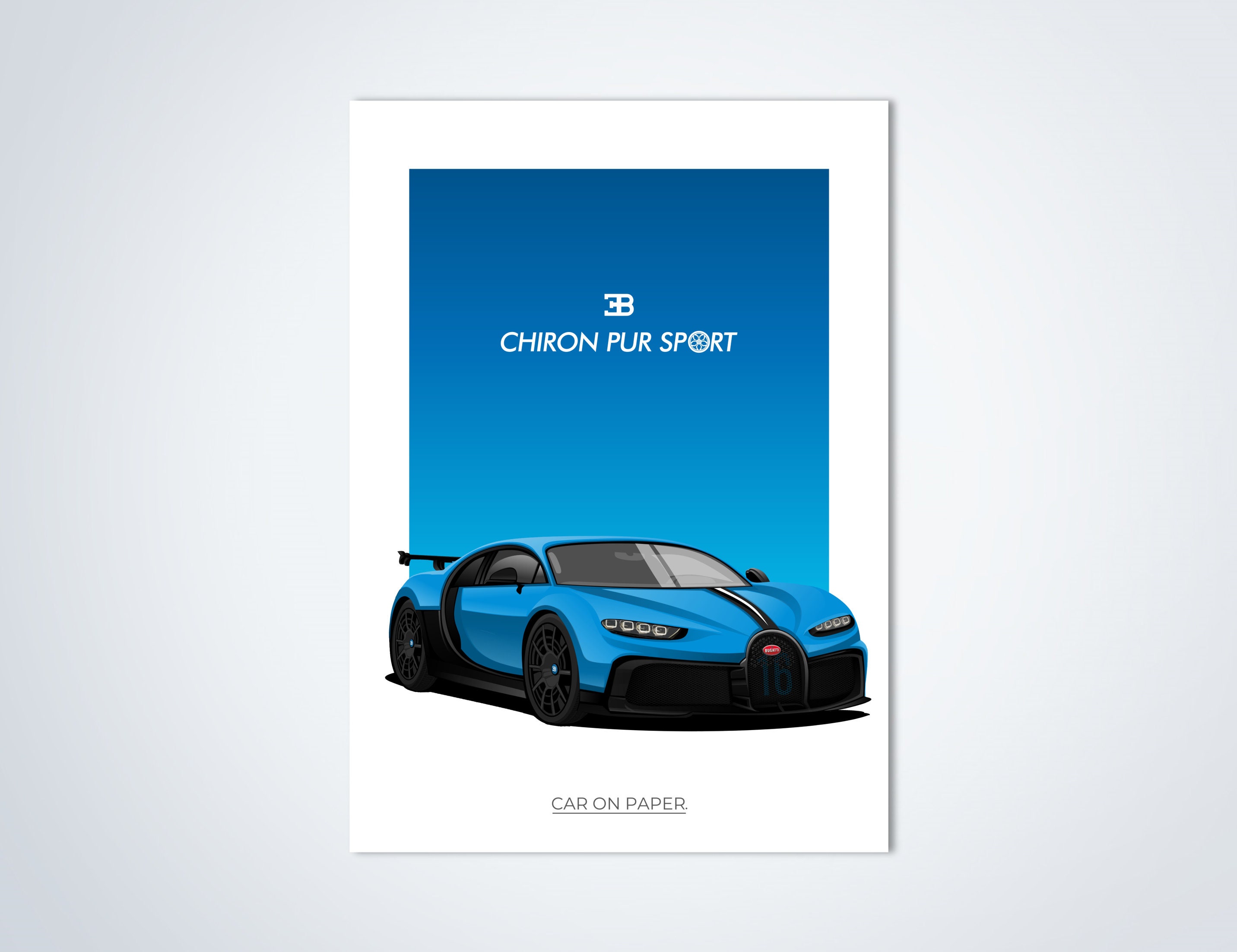 Bugatti Chiron, Car Poster, Car Art Print, Bugatti Chiron Pur Sports ...