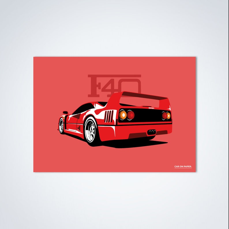 Ferrari Poster, Ferrari F40 Poster, Car Posters, Ferrari F40. 50 X 70cm ...