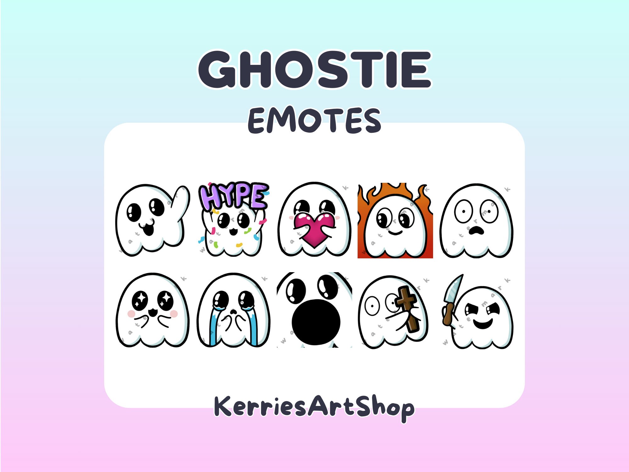 Animated Ghost Emotes | Cute Ghost Emotes | Hype Emote | Little Ghost ...