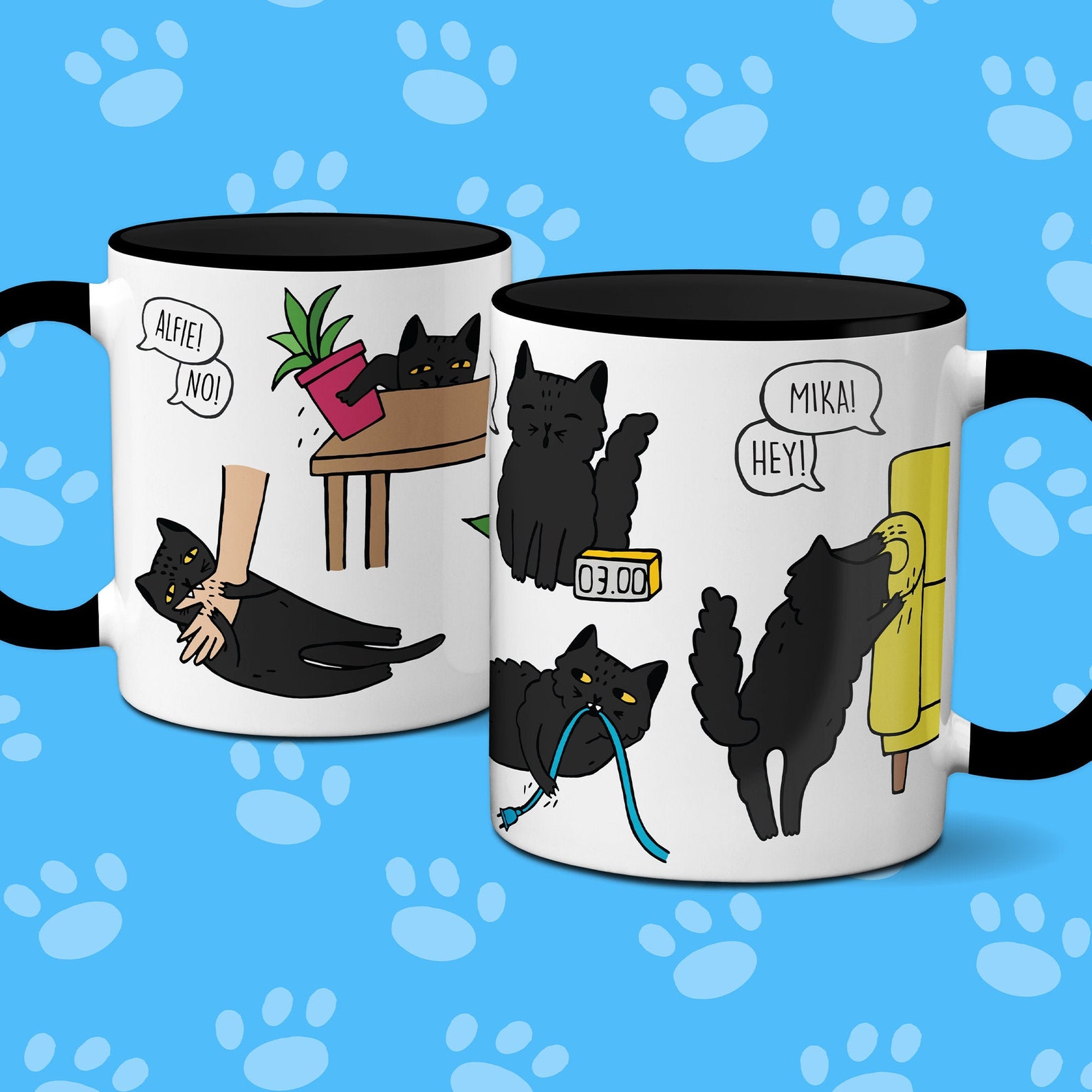 Custom Black Cat Mug Personalized Black Cat Mug Funny Gift - Etsy