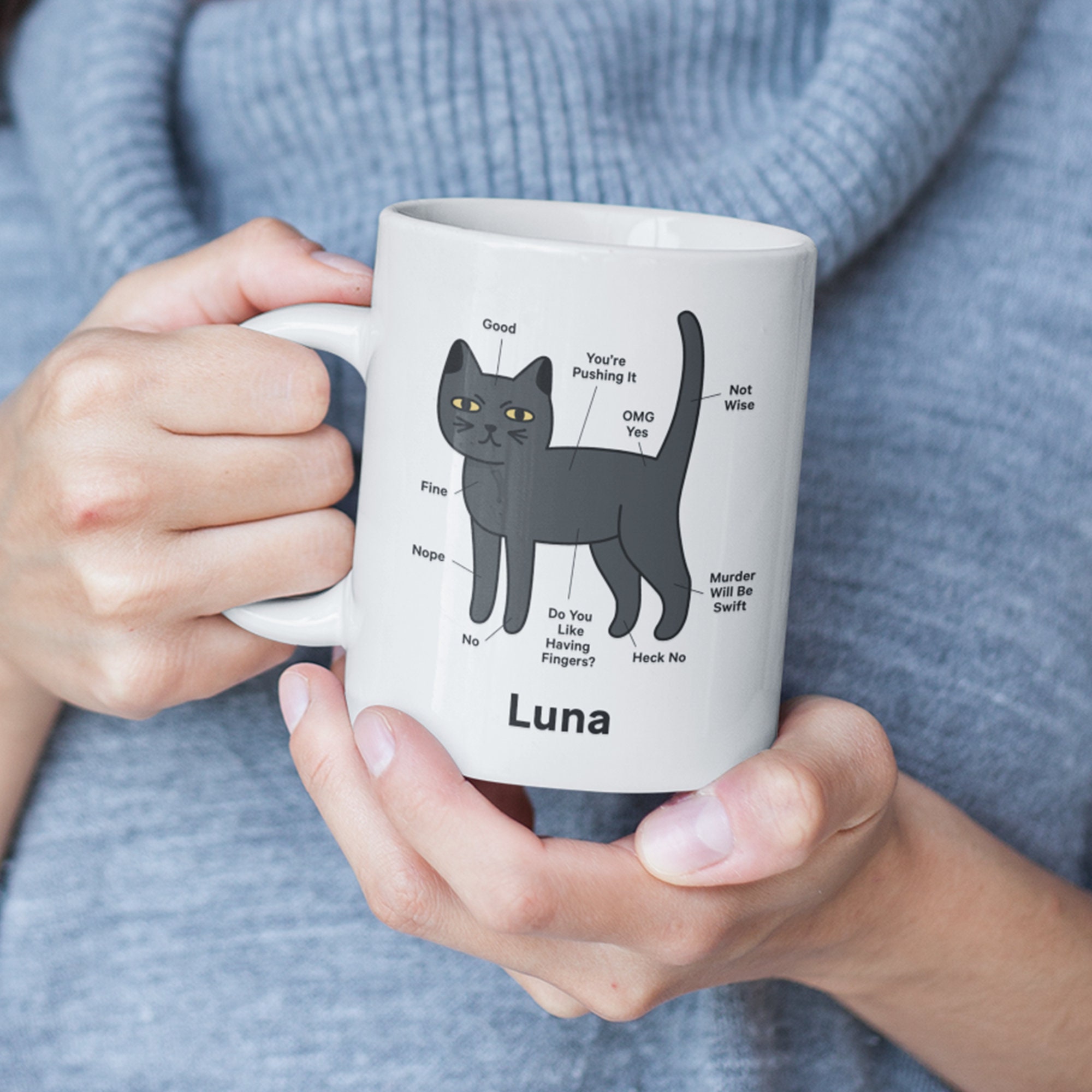 Custom Black Cat Diagram Mug Personalized Black Cat Mug - Etsy