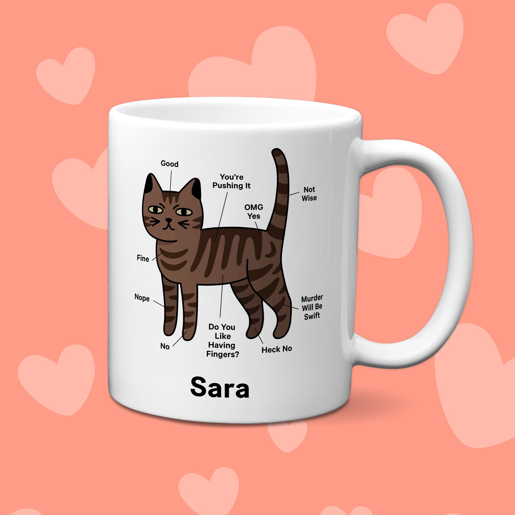 Custom Tabby Cat Diagram Mug | Personalized Tabby Cat Mug | Funny Gift ...