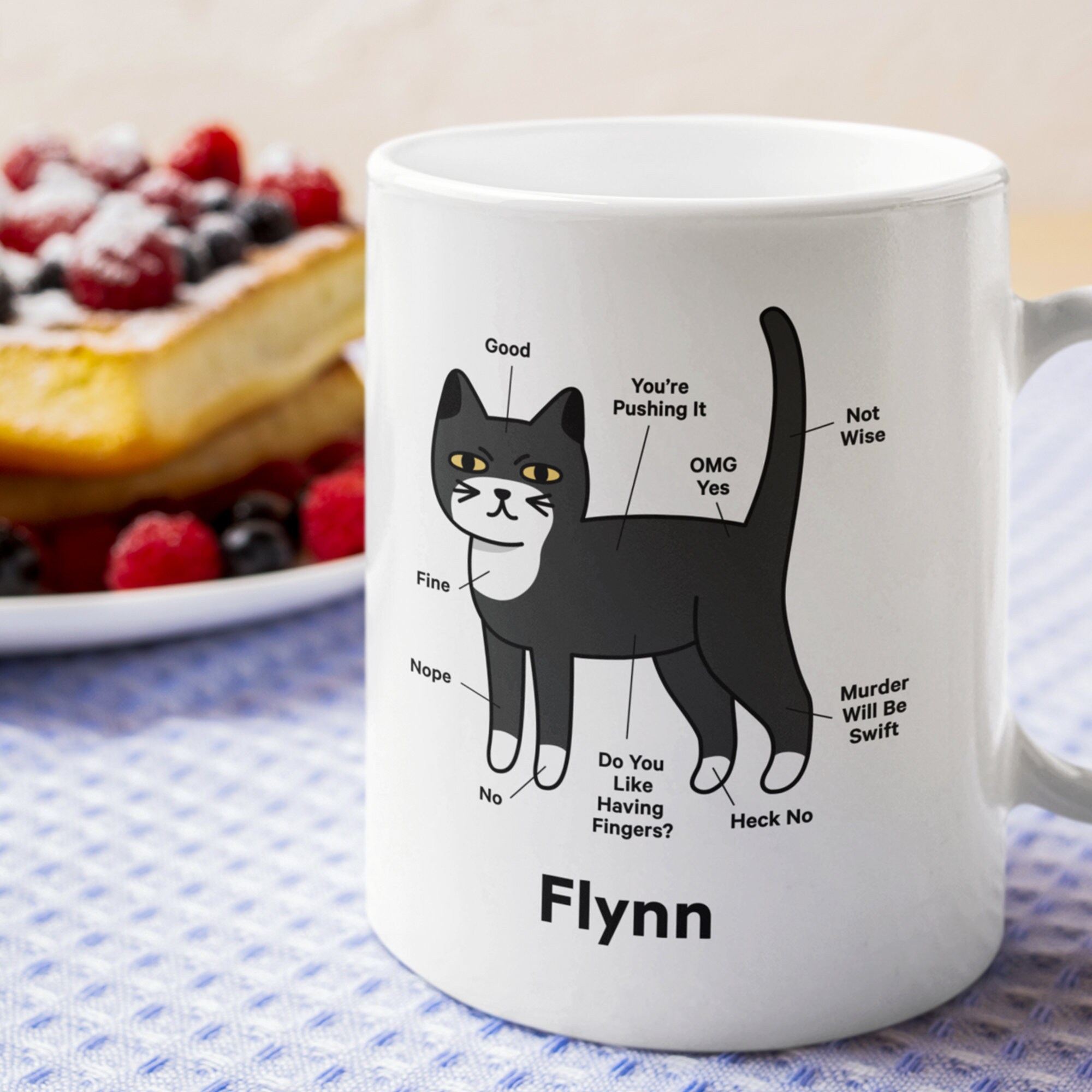 Custom Tuxedo Cat Diagram Mug | Personalized Tuxedo Cat Mug | Funny ...