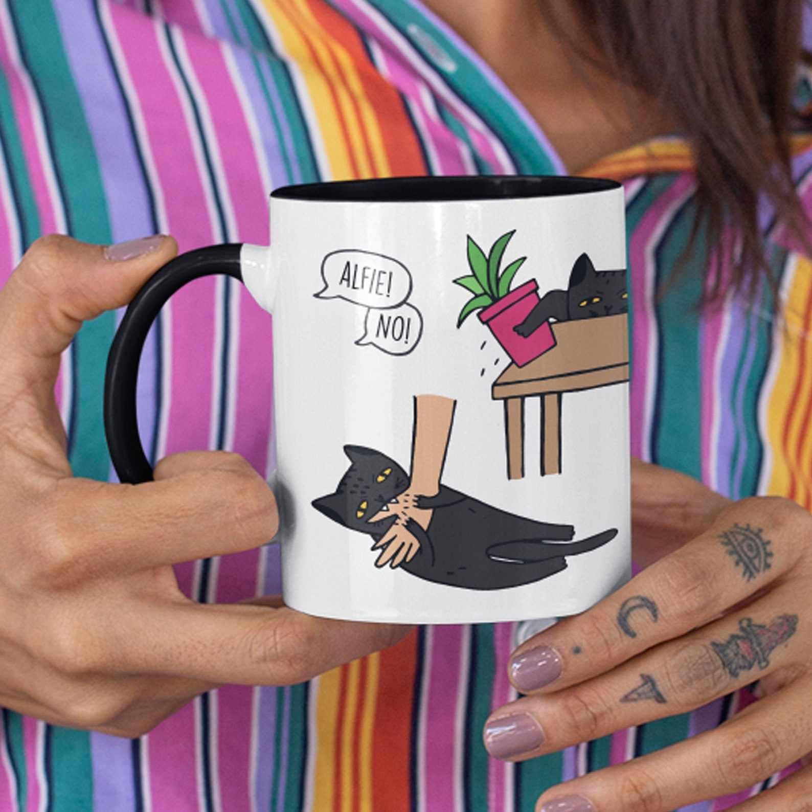 Custom Black Cat Mug Personalized Black Cat Mug Funny Gift - Etsy