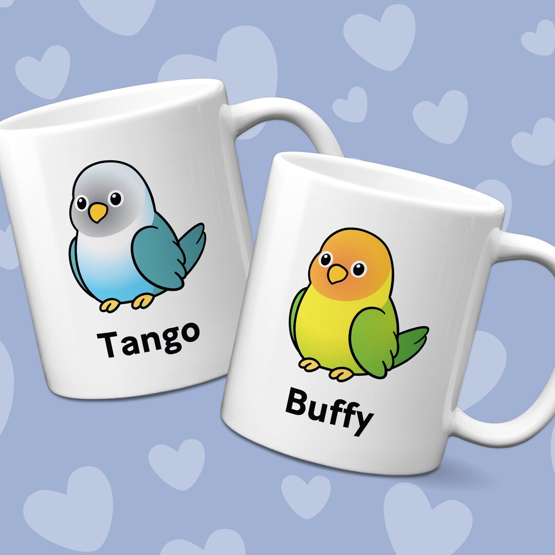 Custom Lovebird Mug | Personalized Bird Parrot Gift | Cute Chubby ...