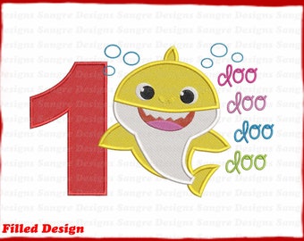 Baby Shark Embroidery | Etsy