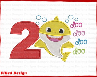 Baby Shark Embroidery | Etsy