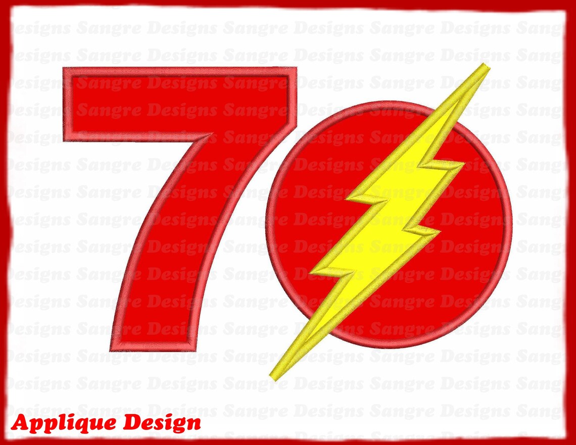 The Flash Birthday Number 7 Applique Design INSTANT DOWNLOAD | Etsy