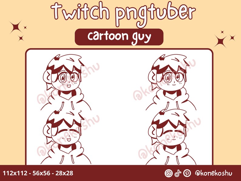 Cartoon Guy Pngtuber/vtuber at for Twitch, Youtube , Tiktok or ...