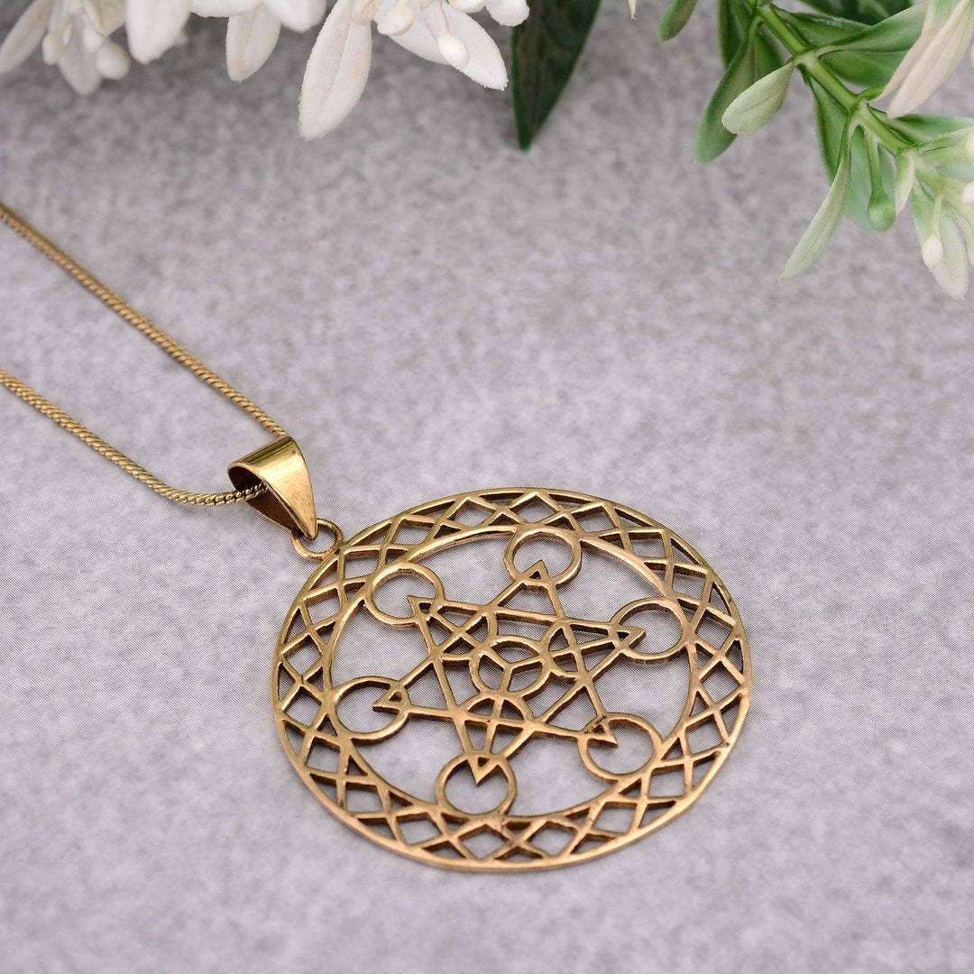 Gold Metatron Pendant, Sacred Geometry Pendant With Inlaid Chakra ...