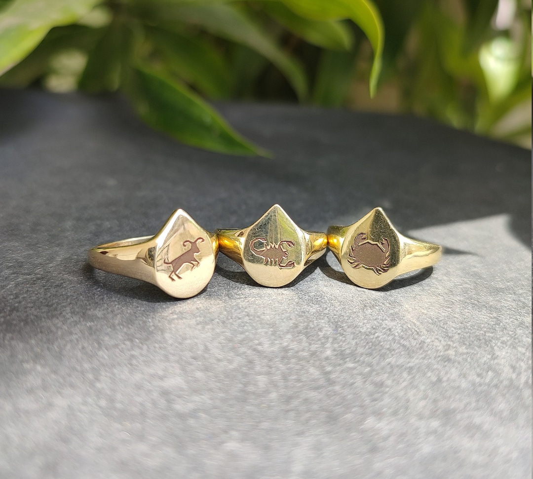 Zodiac Signet Ring, Zodiac Ring, Zodiac Sign Symbol Ring, Astrology ...