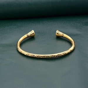 Engraved Cuff Rustic Solid Brass Bracelet, Gold Brass Bracelet ...