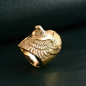 Golden Eagle Ring, Eagle Jewelry, Gold Bird Ring, King of Sky Ring ...