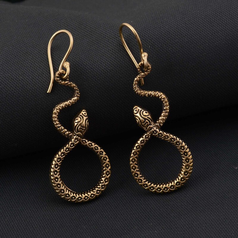 Gold Snake Earrings - Etsy