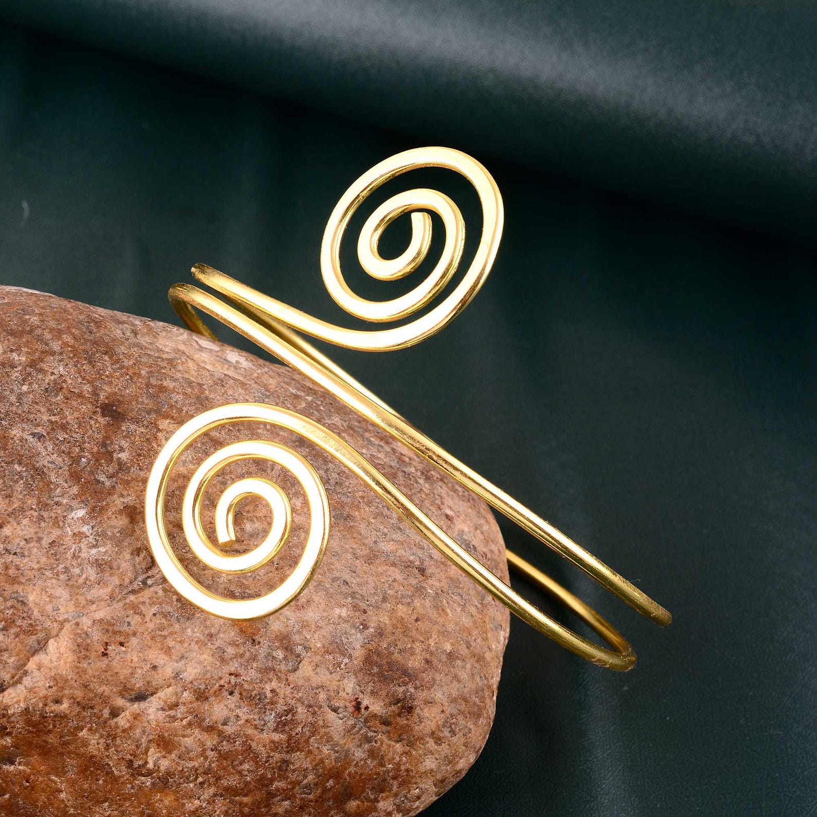 Gold Brass Spiral Arm Cuff: Minimalist Boho Armlet - Etsy