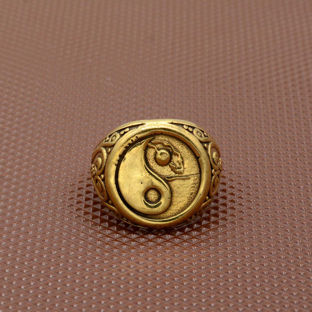 Handmade Brass Ying Yang Ring: Vintage Ethnic Signet - Etsy