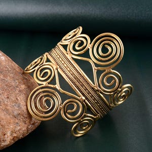 Gold Arm Cuff Bracelet, Brass Spiral Arm Cuff, Upper Armlet, Adjustable ...