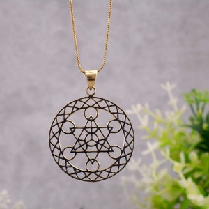 Gold Metatron Pendant, Sacred Geometry Pendant With Inlaid Chakra ...