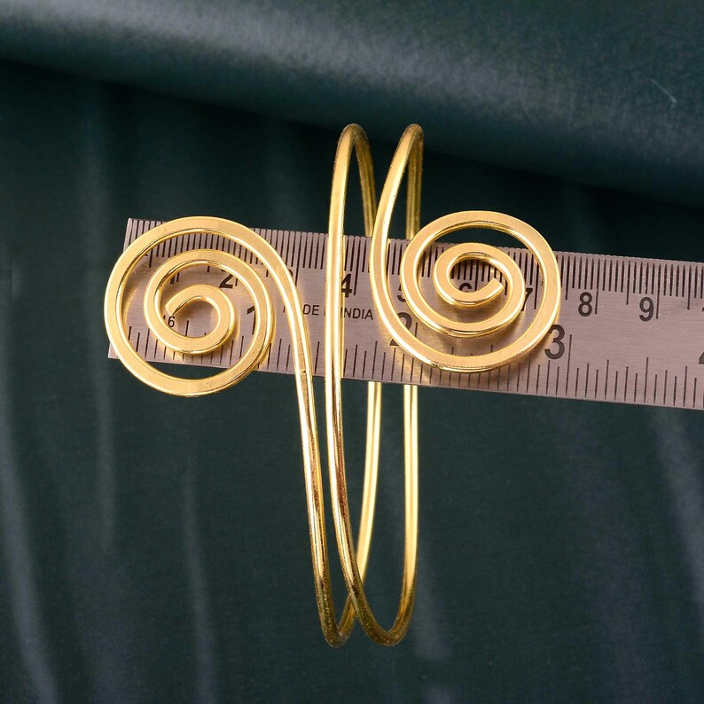 Gold Brass Spiral Arm Cuff: Minimalist Boho Armlet - Etsy