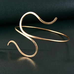 Gold Brass Snake Design Arm Cuff, Armlet Wire Wrapped Arm Cuff ...