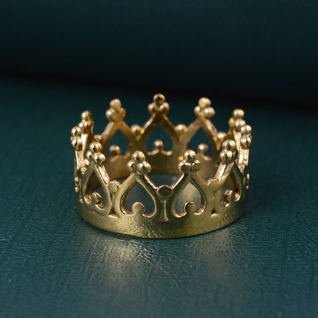 Brass Crown Ring: Dainty Boho Princess Band - Etsy